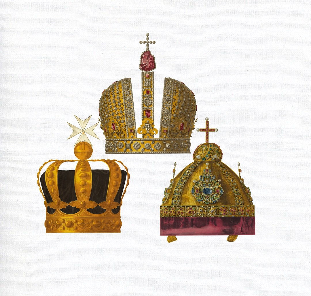Vintage Gold Crowns Clipart, Vintage Antique Royal Crown Clip Art ...