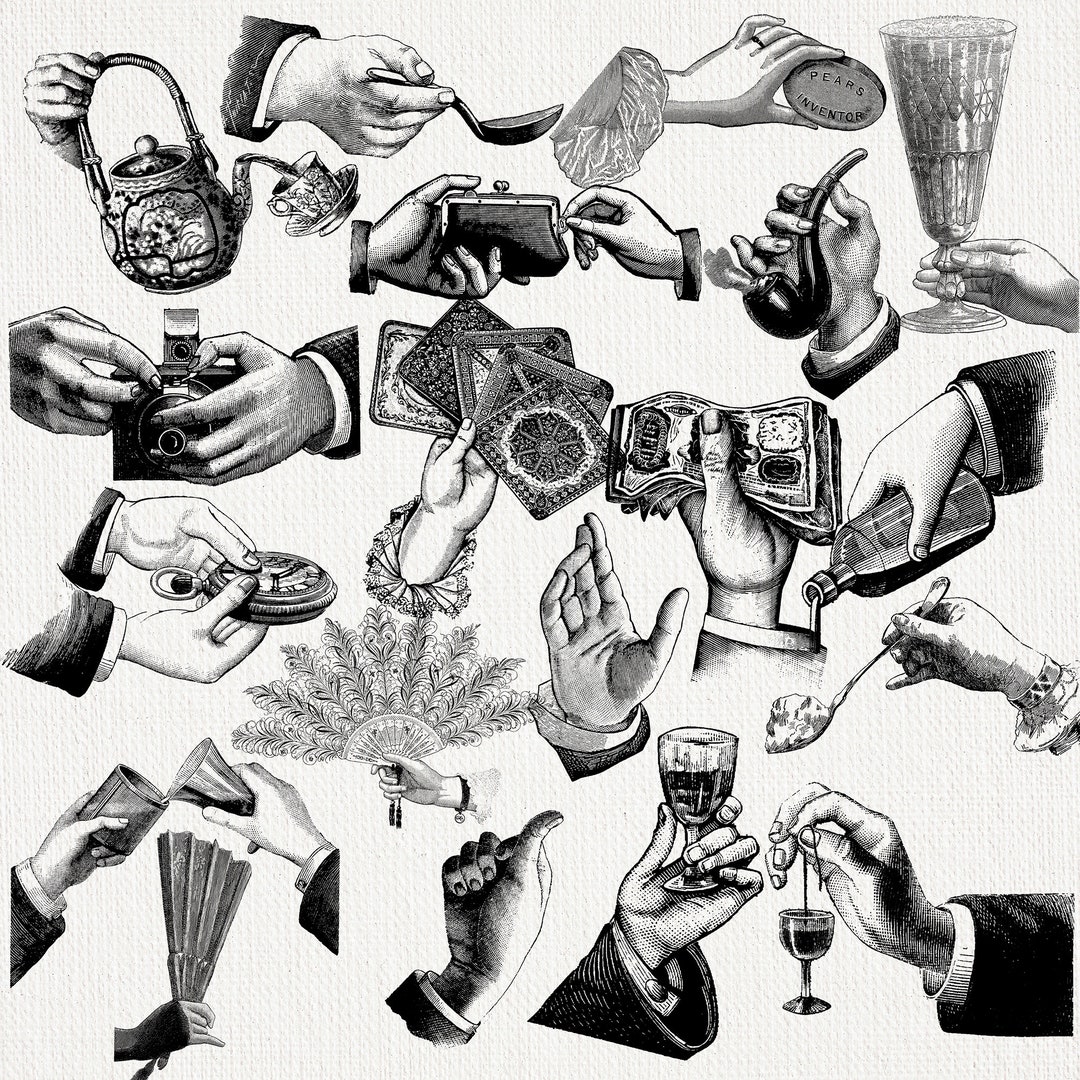 19 PNG Images I Vintage Victorian Hand 1880s Antique Hands Clipart ...