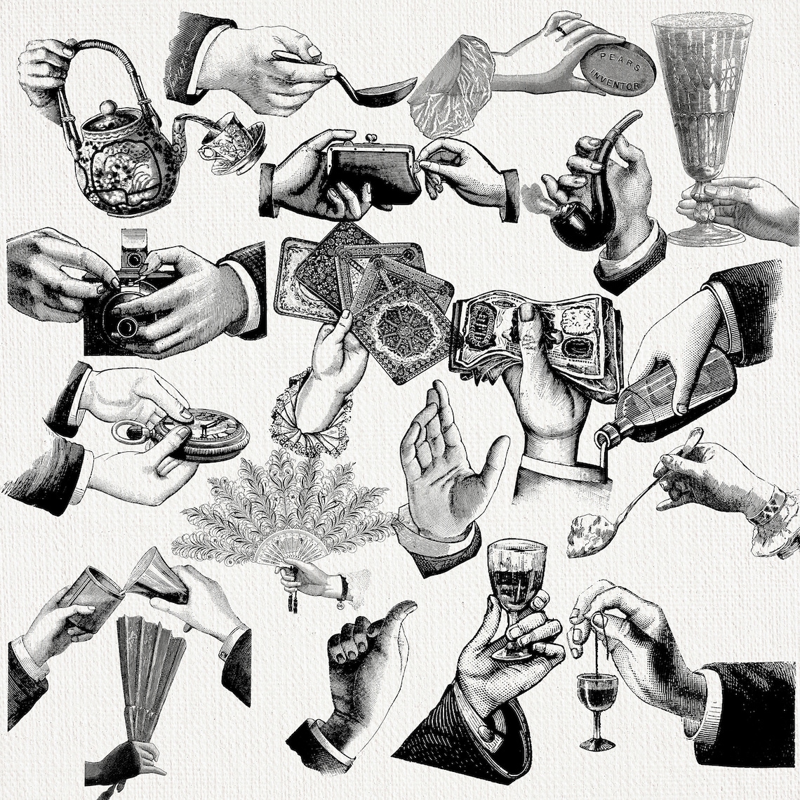 19 PNG Images I Vintage Victorian Hand 1880s Antique Hands - Etsy