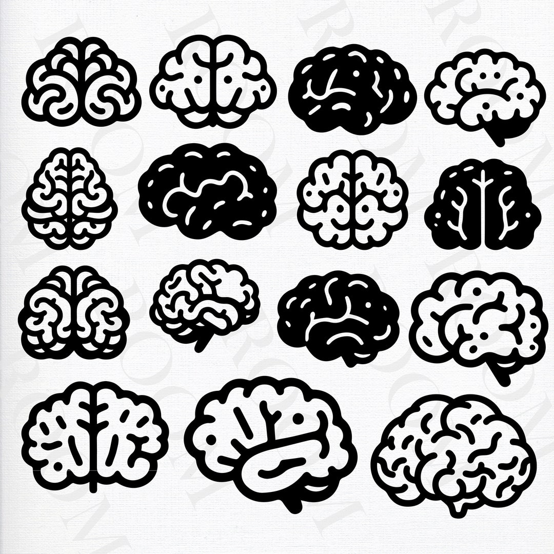 Set of 15 Brain PNG, Human Brain, Brain Clipart, Mental Health Svg ...