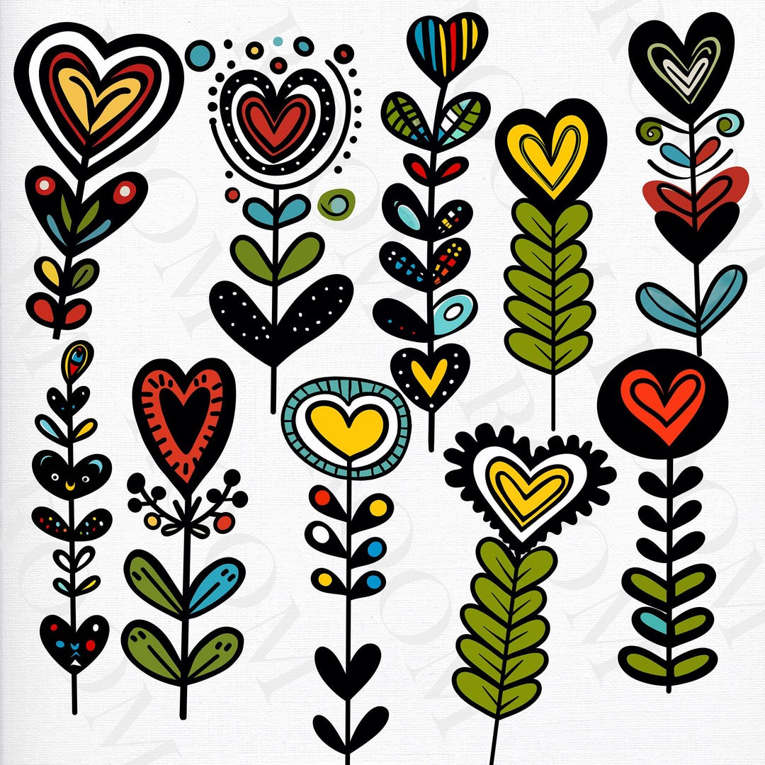 Flowers Clipart Set, Colorful Floral, Sublimation, Flowers PNG, Cute ...