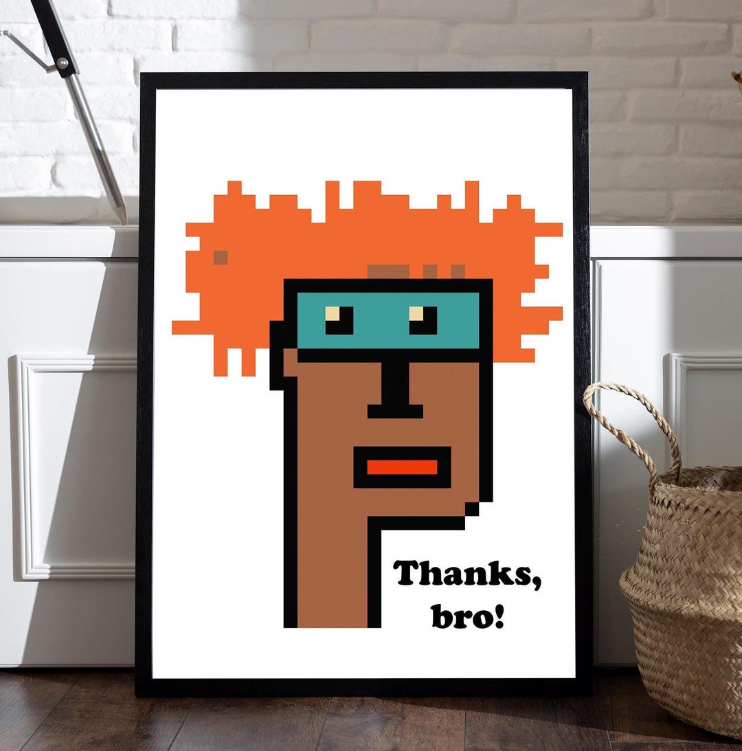 Retro Pixel Art Poster – 'thanks, Bro?' 8-bit Yellow-haired Character ...