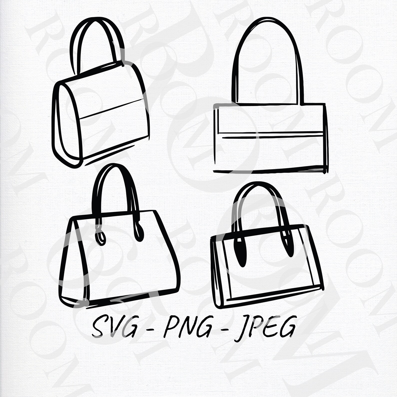 Women Hand Drawn Handbag Svg, Handbag Silhouette, Woman Handbag Svg ...