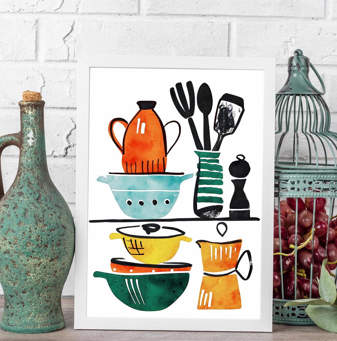 Rustic Utensils Poster, Kitchen Vintage Prints, Farmhouse Kitchen Decor ...