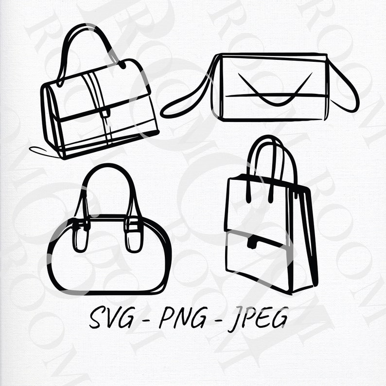Women Hand Drawn Handbag Svg, Handbag Silhouette, Woman Handbag Svg ...