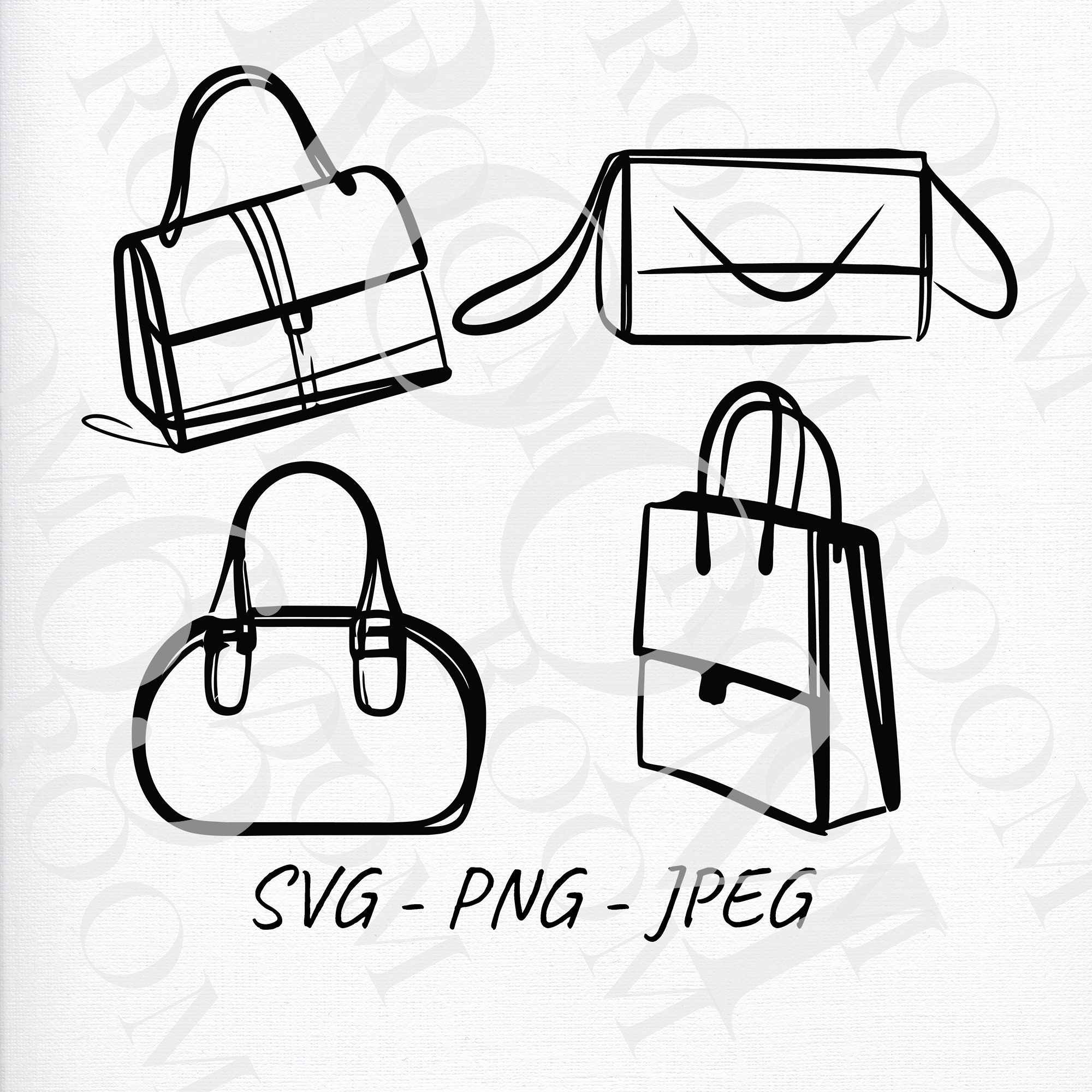 Women Hand Drawn Handbag Svg, Handbag Silhouette, Woman Handbag Svg ...