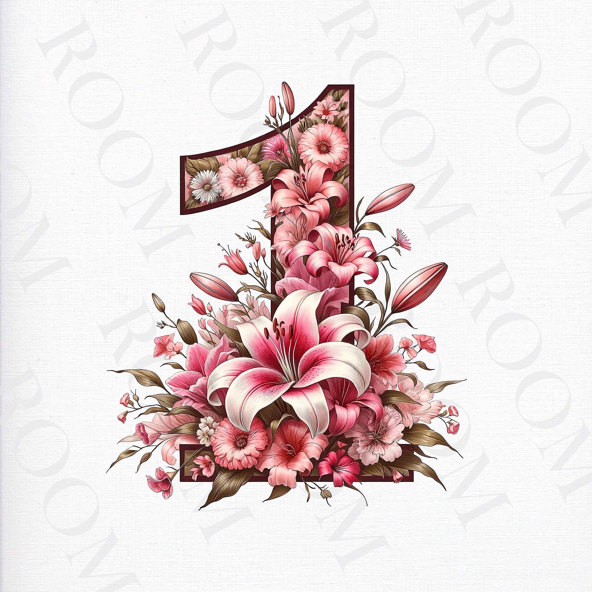 Flowers Numbers One, Clipart, Floral Number Clip Art, Number 1st ...