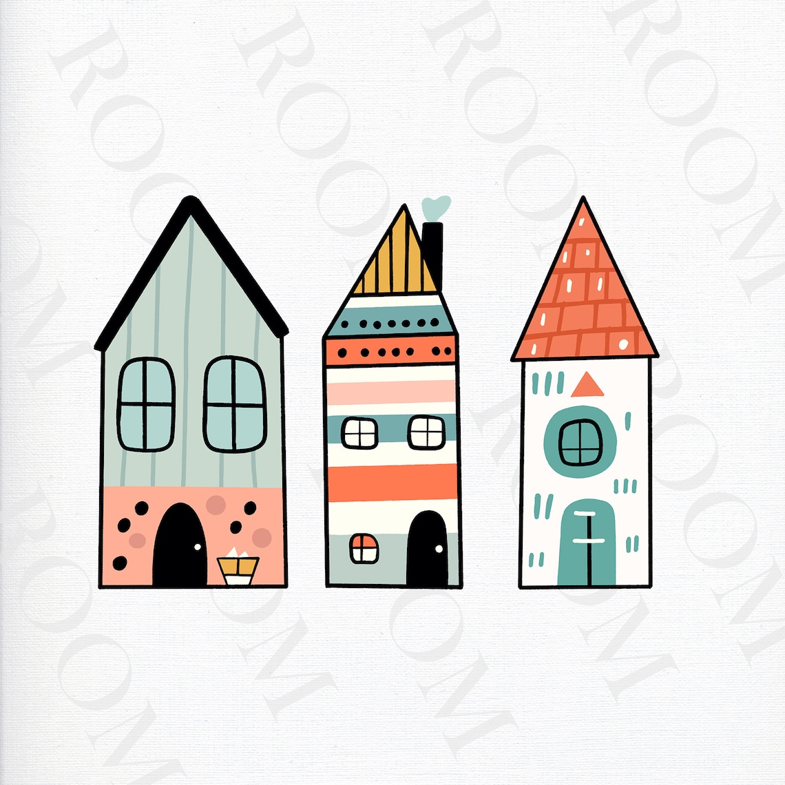 Houses Clipart, 15 Hand Drawn Digital Images, Png, House, Home, High ...