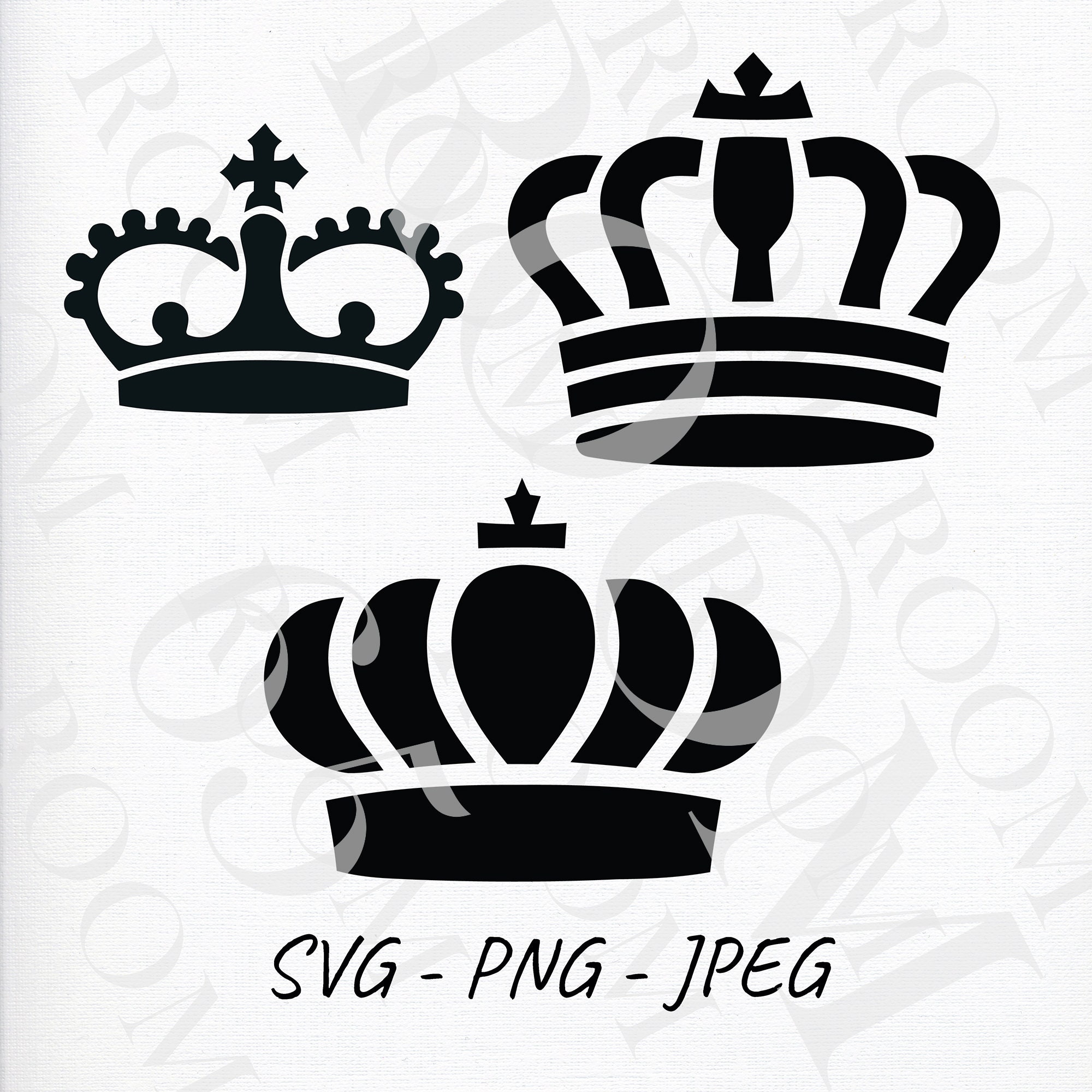 Crown SVG - 12 Royal Crown Designs, Silhouette for Cricut, Black and ...