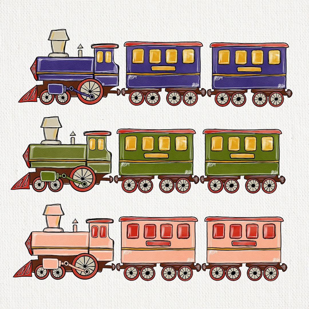6 PNG Vintage Train Clipart - Watercolor Trains, Create a Train Clipart ...