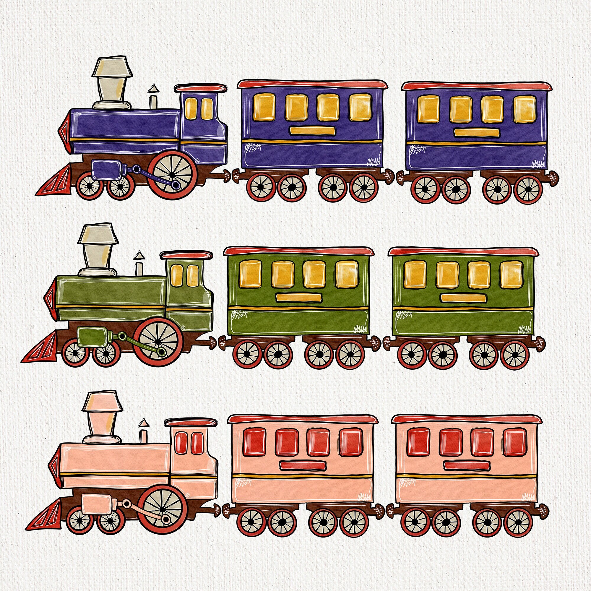6 PNG Vintage Train Clipart - Watercolor Trains, Create a Train Clipart ...