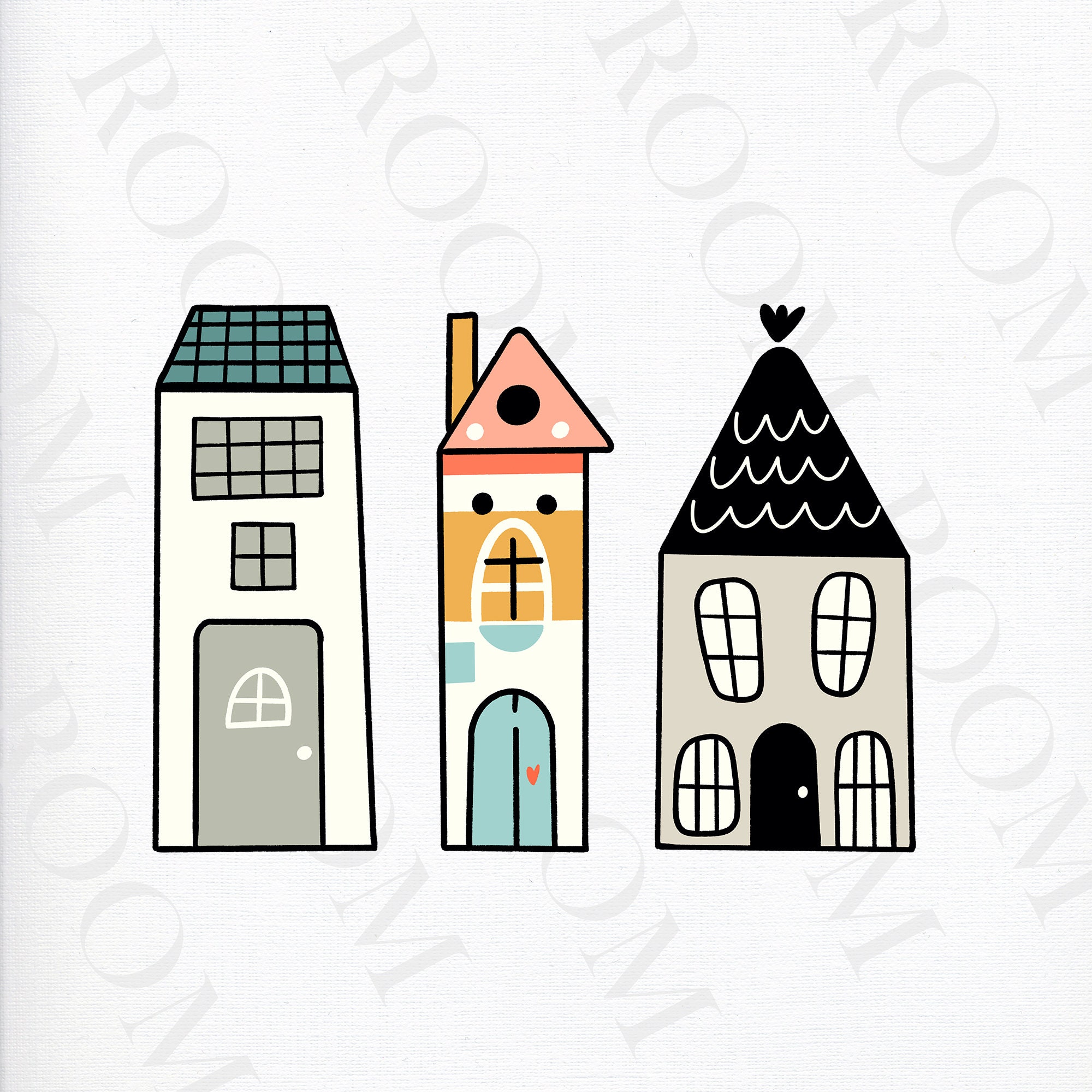 Houses Clipart, 15 Hand Drawn Digital Images, Png, House, Home, High ...