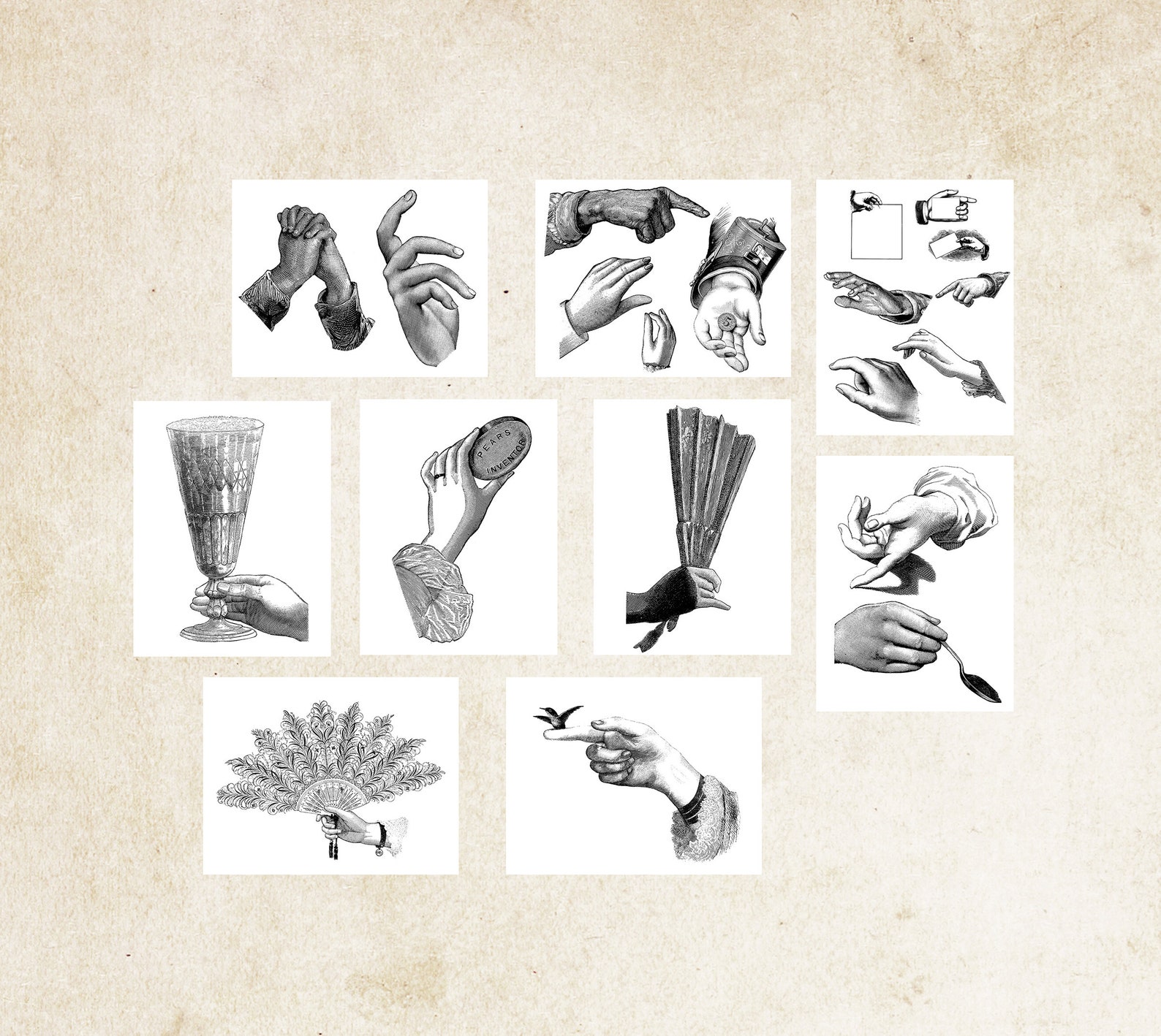 17 PNG Collages I Vintage Victorian Hand 1880s Antique Hands Clipart ...
