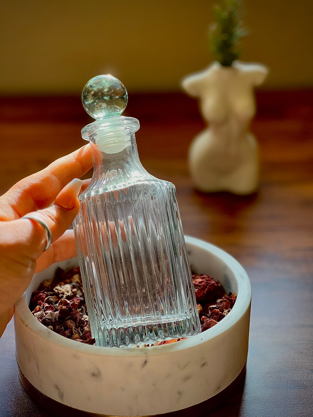 Vintage Style Crystal Decanter Bottle | Apothecary Glass Potion Bottle ...