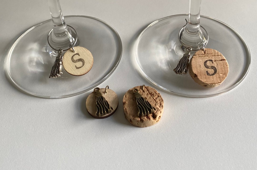 Personalised Cork or Wooden Wine Glass Marker With Metal - Etsy