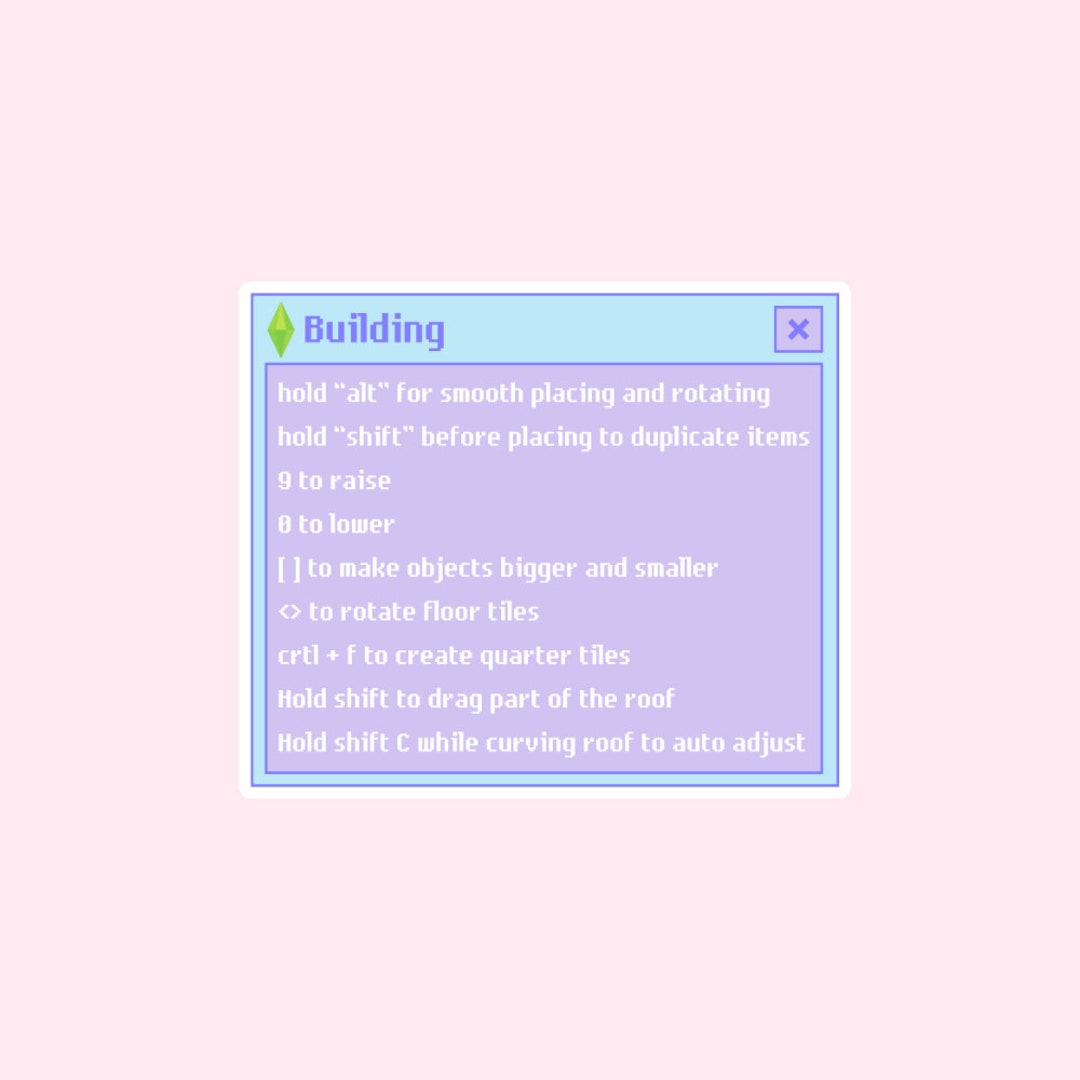 Sims 4 Build Reminders Sticker - Etsy Sims 4 Build Reminders Sticker - Etsy