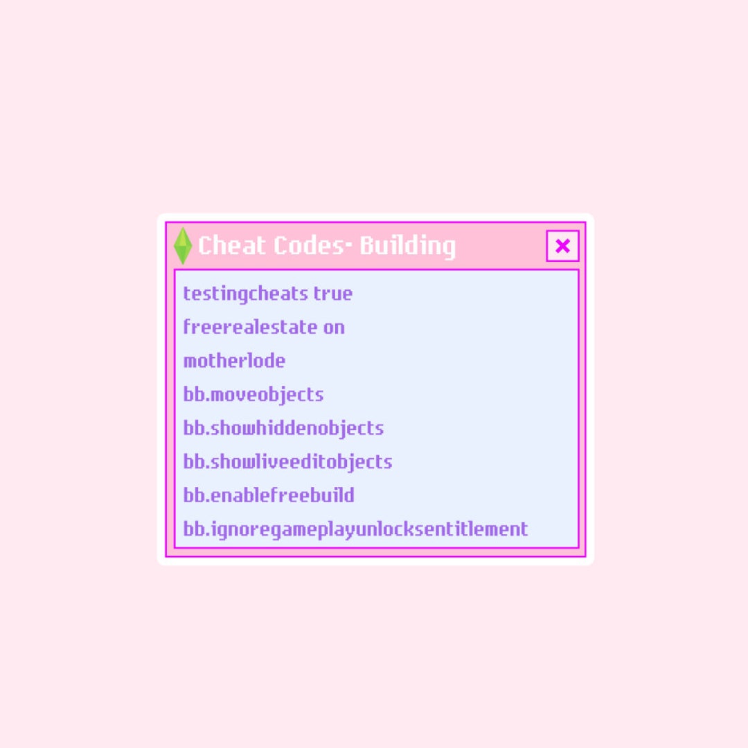 Sims 4 Build Cheats Reminder Sticker - Etsy