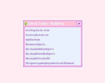 Sims 4 Cheat List Sticker | Sims 4 Cheat Sticker | Sims Sticker | Video ...