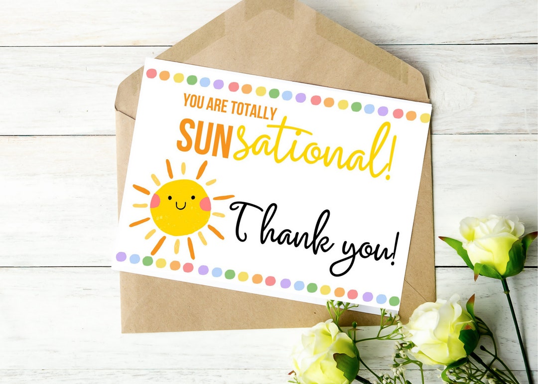 Sun-sational Teacher Appreciation Card, Teacher Thank You Card - Etsy