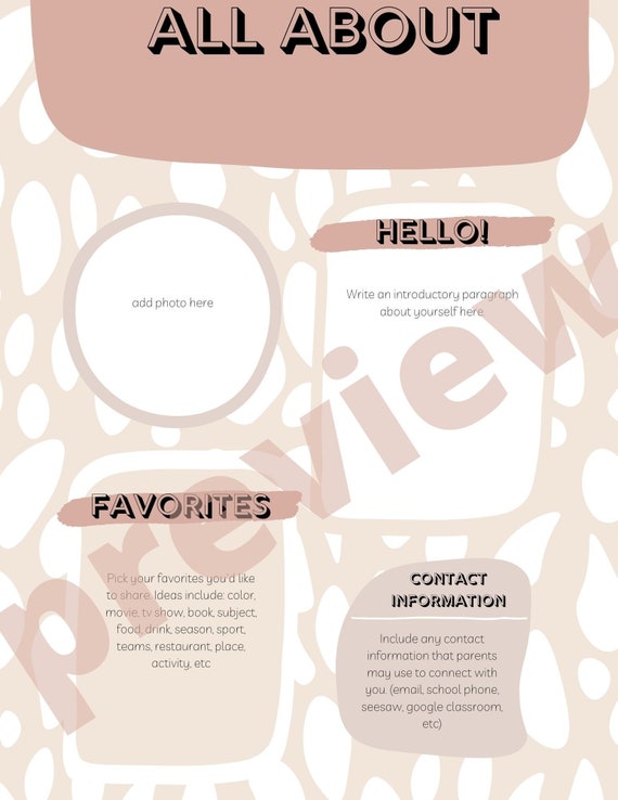 All About Me Teacher Handout for Families Boho Themed - Etsy