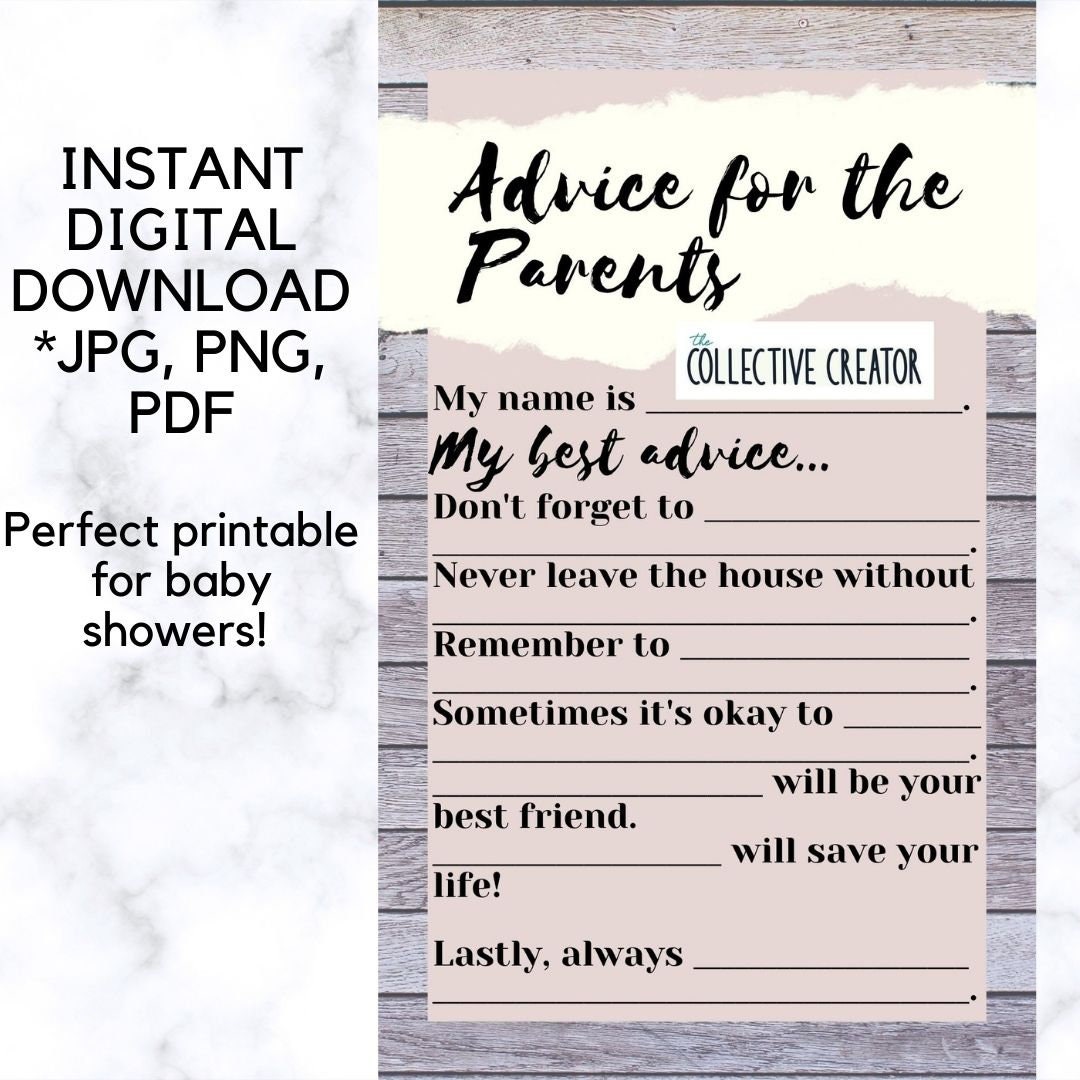 Baby Shower Game Printable, Advice for the Parents, Gender Neutral ...