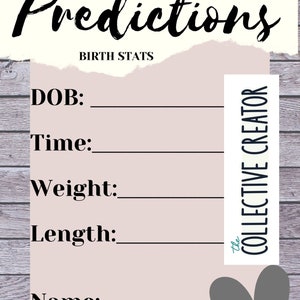 Baby Shower Game Printable, Baby Birth Predictions, Gender Neutral ...