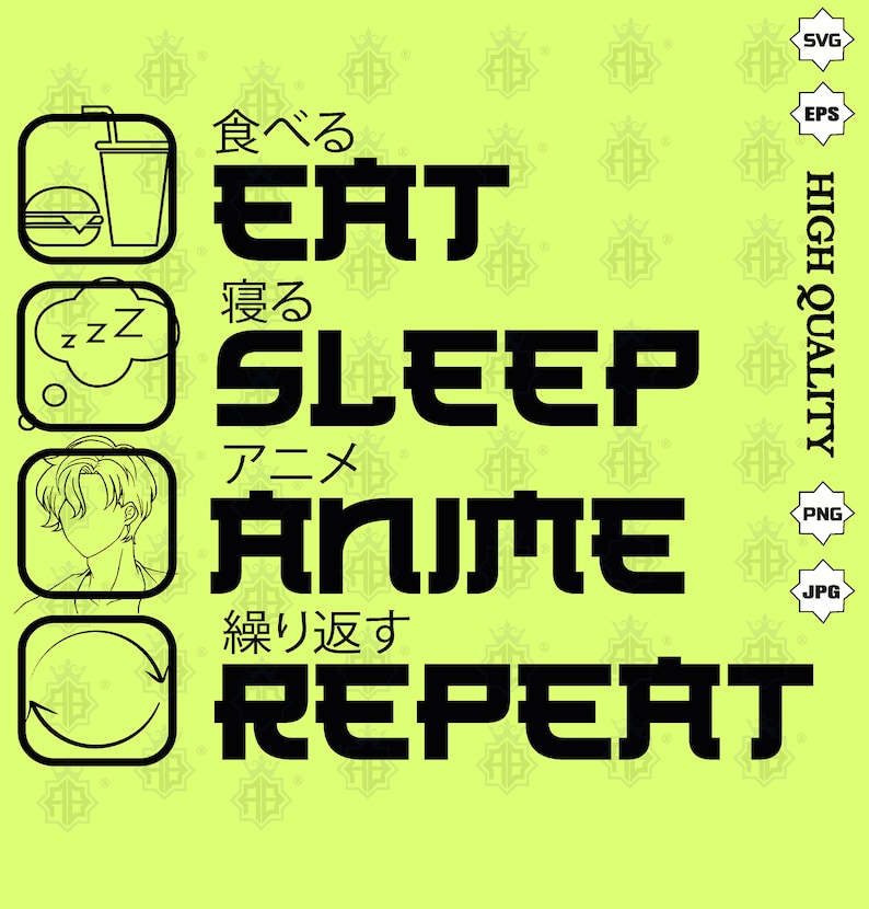 Eat Sleep Anime Repeat Svg Anime Png Lifestyle Anime Svg Japanese Anime ...