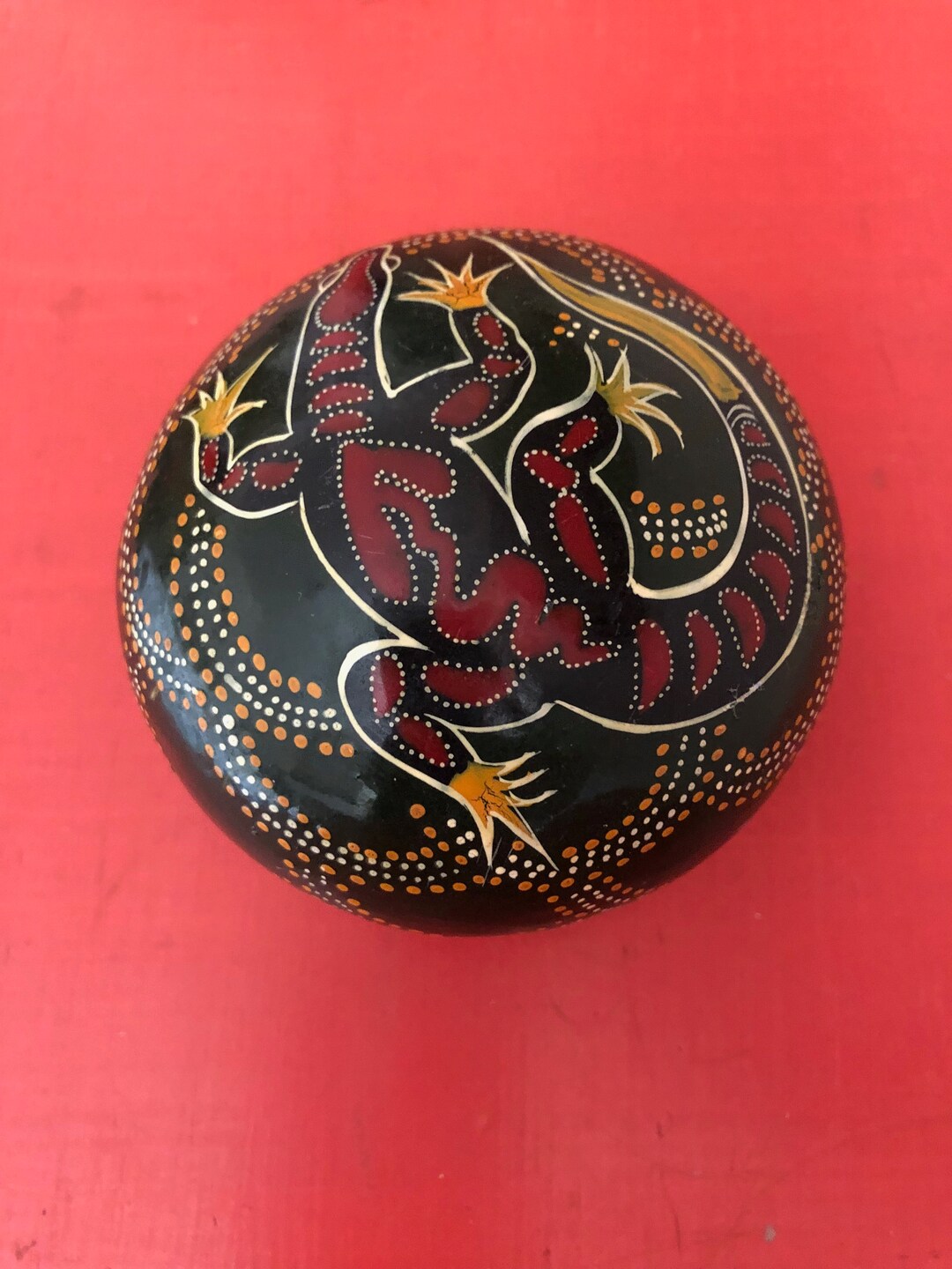 Australian Aboriginal Art Painted Treasure Box With Lizard Design - Etsy