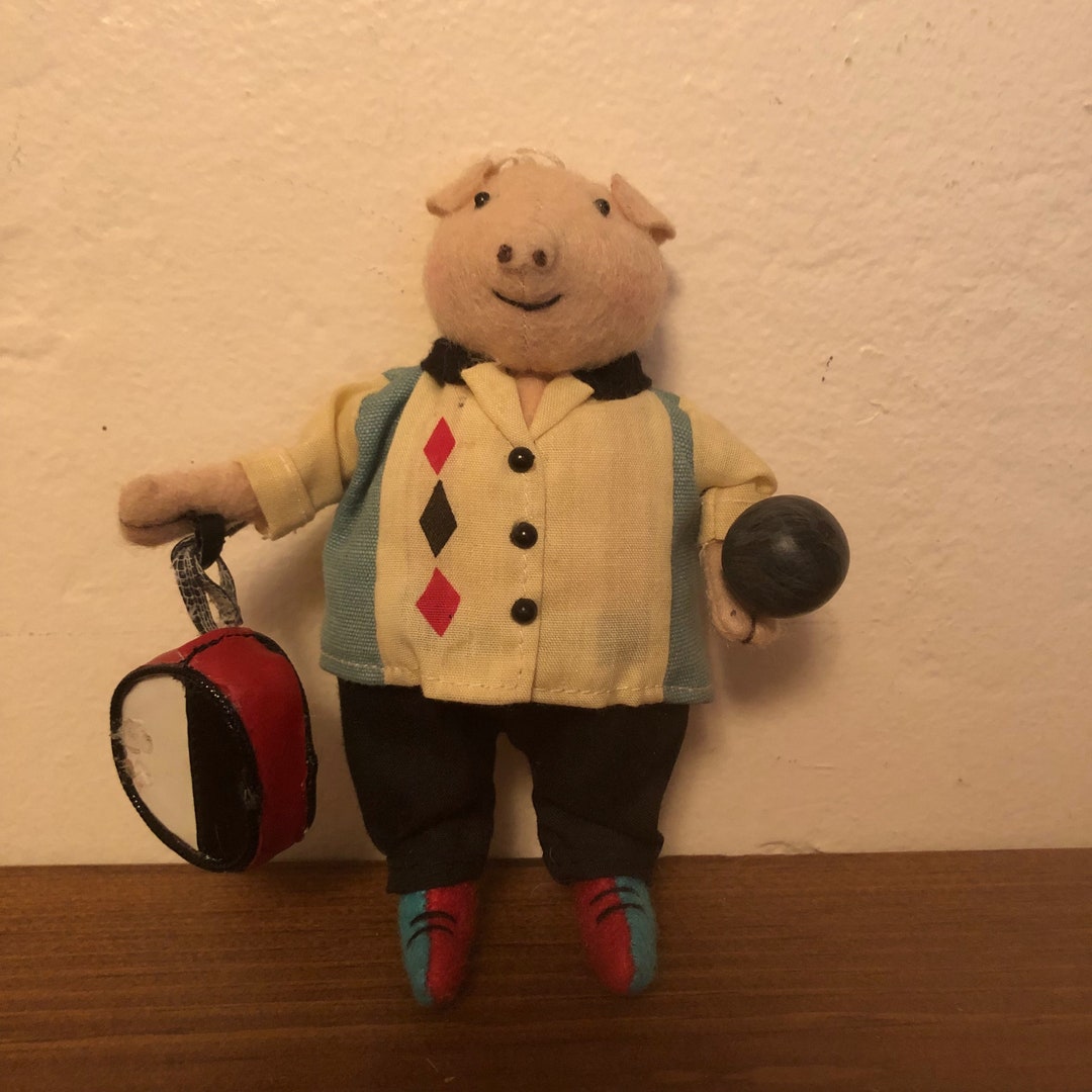 Vintage Felt Bowling Pig in Bowling Attire, Accessorized - Etsy
