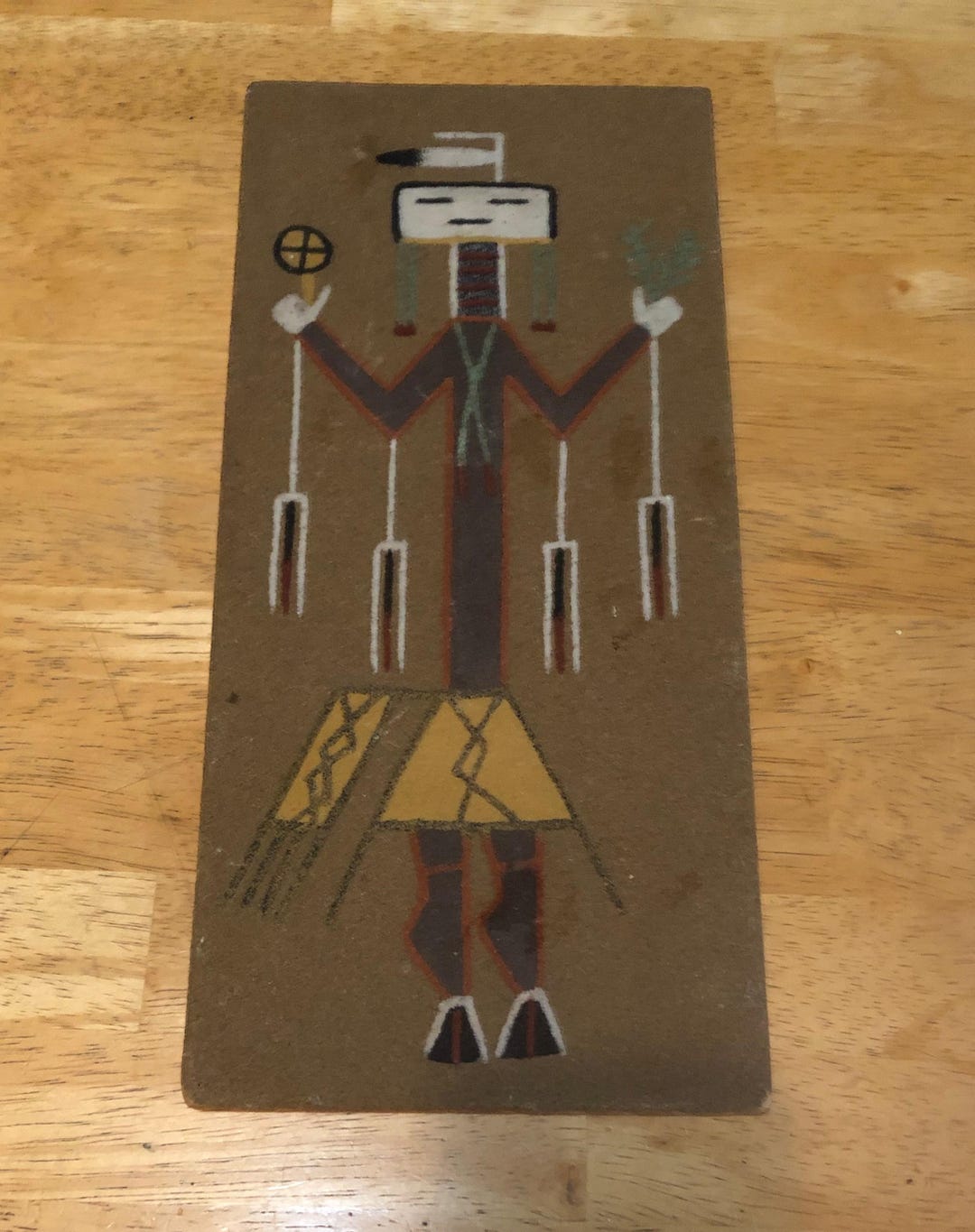 Male Night Chant Yei Dine Navajo Sandpainting, Made and Signed by ...