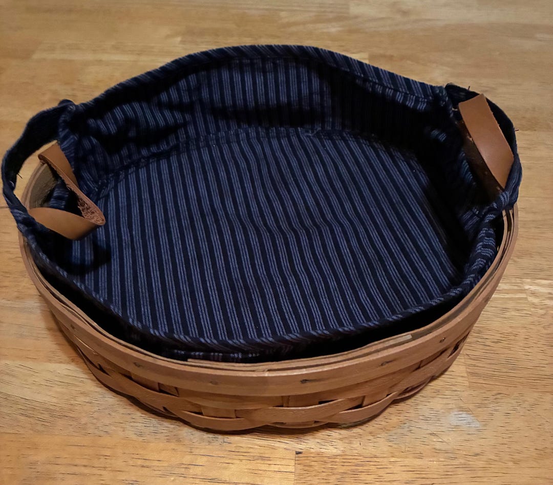 Handmade Split Maple Bread Basket: Signed, Blue Striped Liner - Etsy