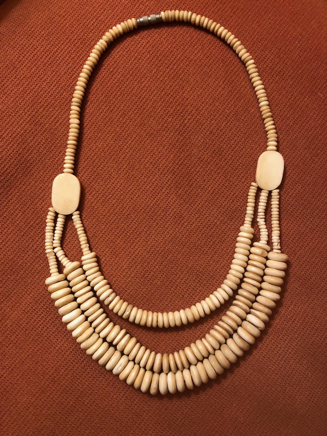 Vintage Three String Carved Shell Necklace, Provenance Unknown - Etsy