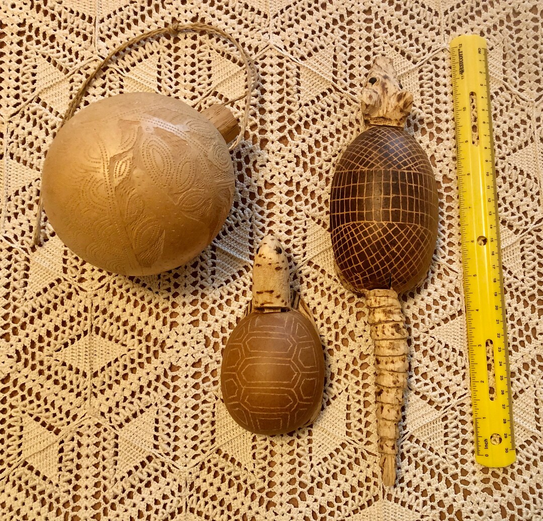 Group of Peruvian Amazonian Turtle and Armadillo-shaped Shakers and ...