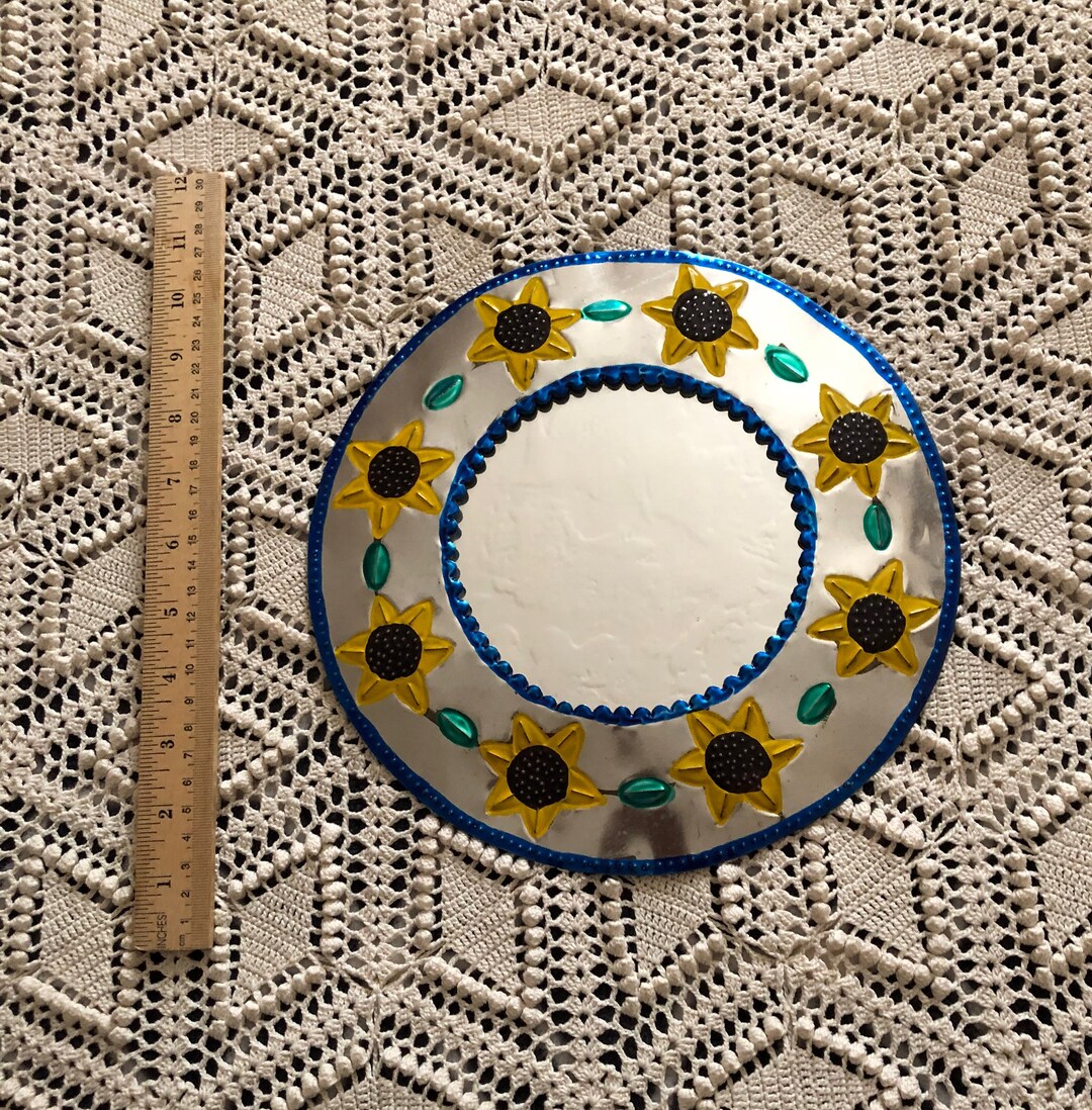 Punched and Painted Tin Sunflower Mirror From Oaxaca, Mexico - Etsy