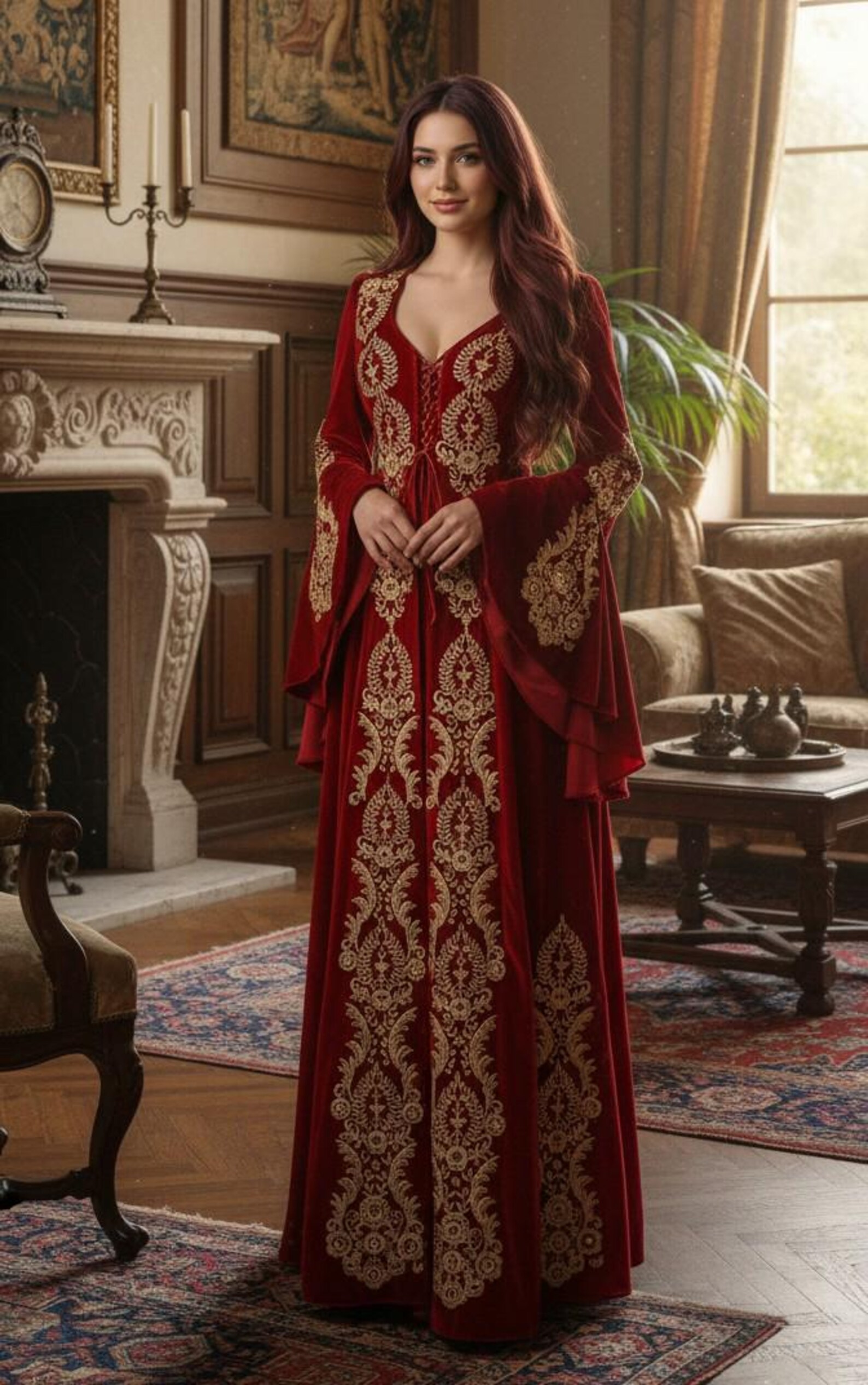 Vintage Velvet Turkish Kaftan: Red Ottoman Wedding Dress (SM) - Etsy