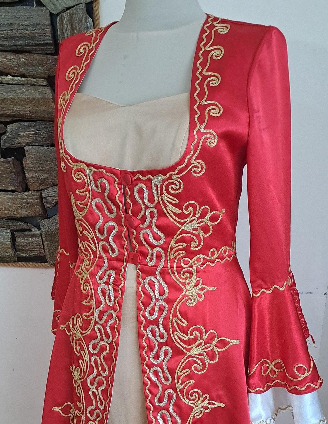 Traditional Vintage Red Turkish Wedding Dress Red Bindalli Turkish ...