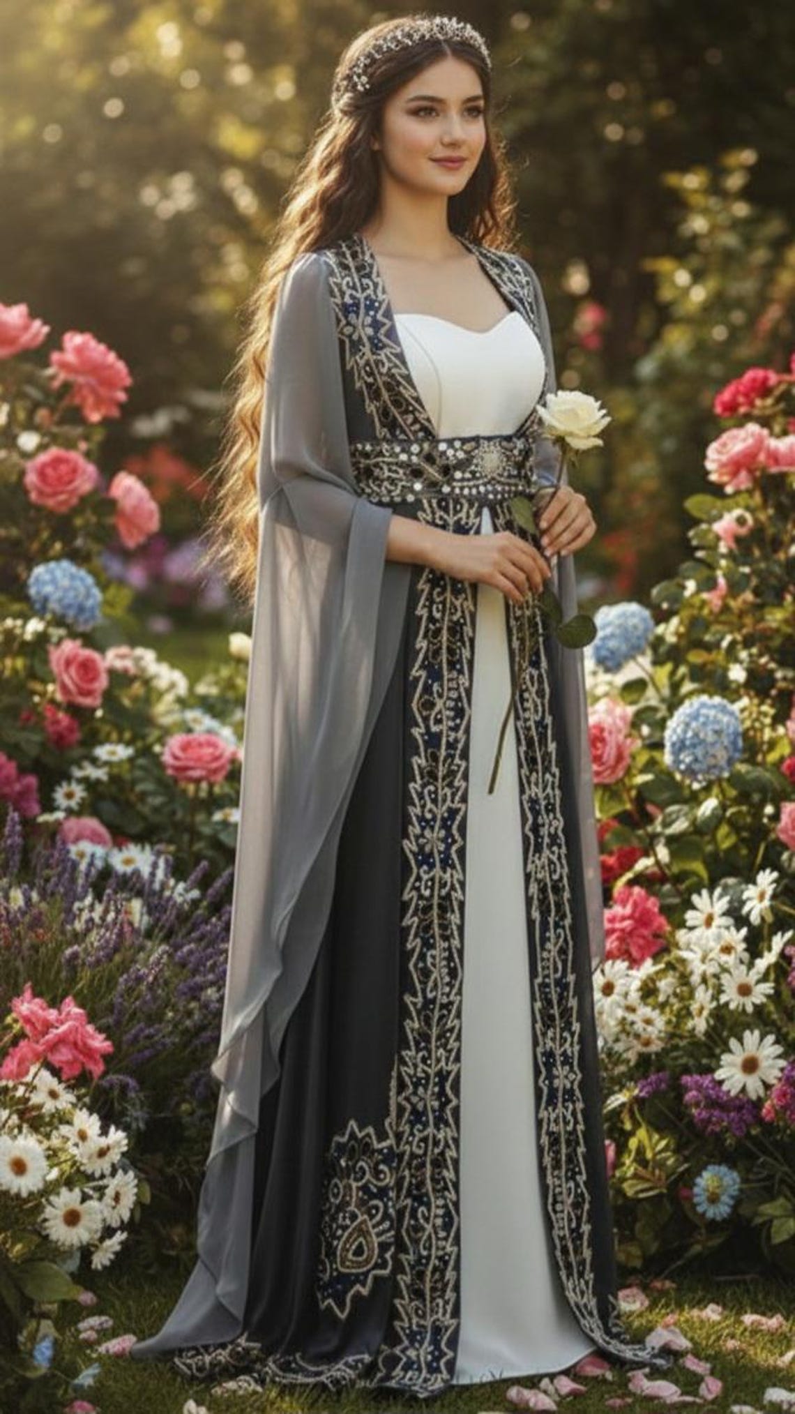 Traditional Vintage Gray Turkish Wedding Dress Red Bindalli Turkish ...