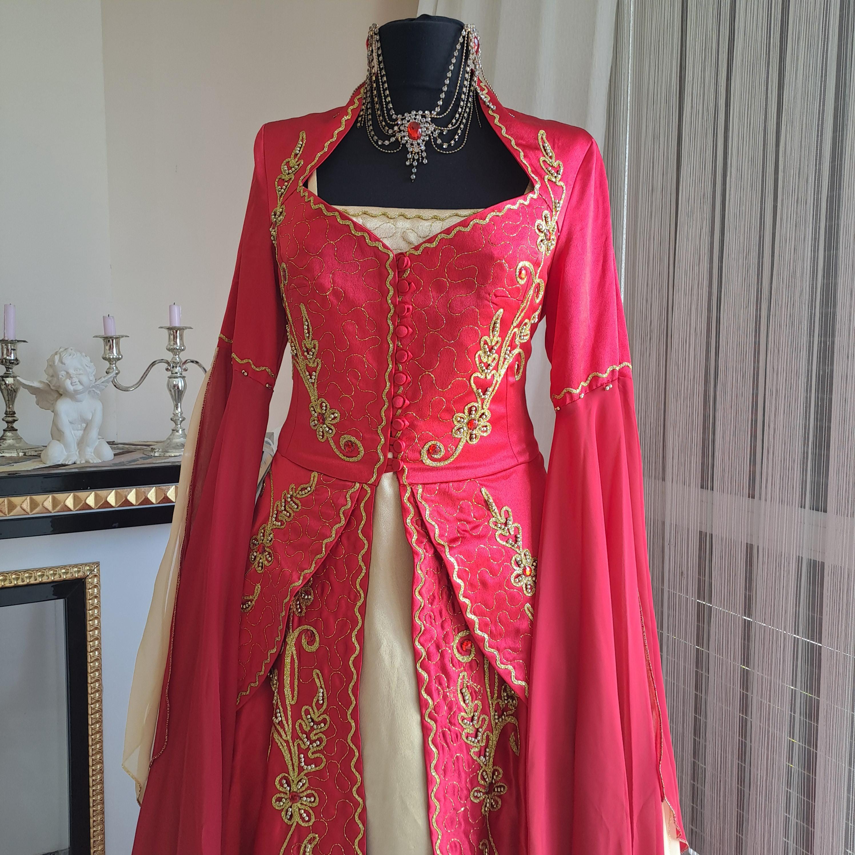 Vintage Red Turkish Kaftan Dress: Ottoman Wedding Costume S-M - Etsy
