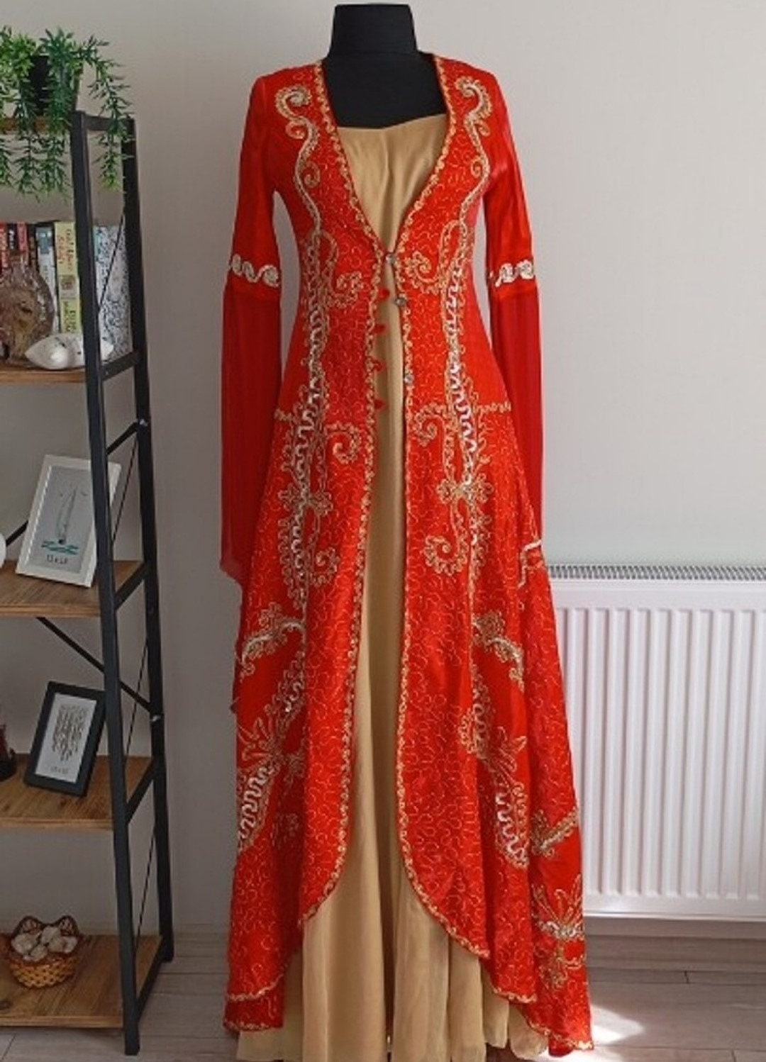 Traditional Vintage Red Turkish Wedding Dress Red Bindalli Turkish ...