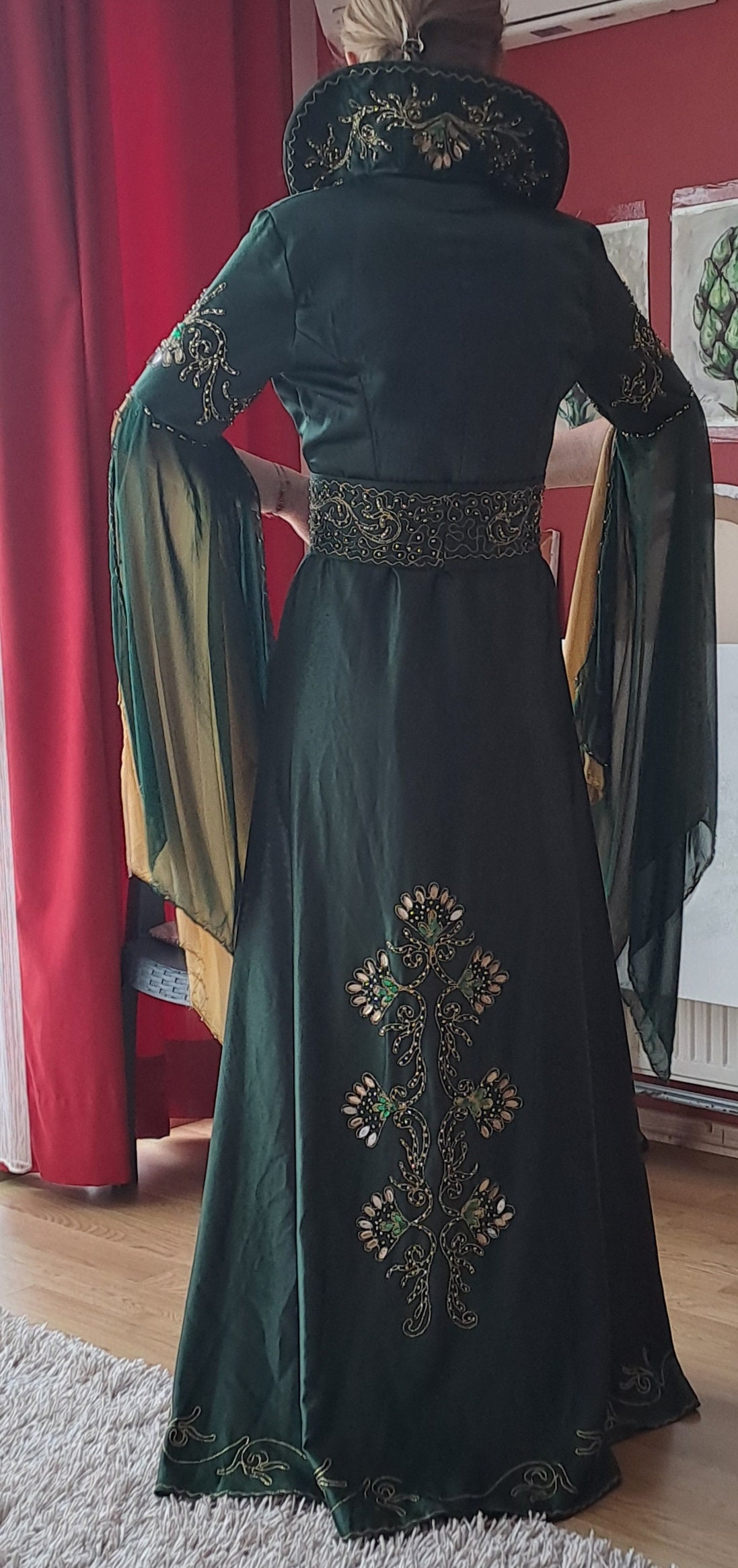 Traditional Vintage Green Turkish Wedding Dress Red Bindalli Turkish ...