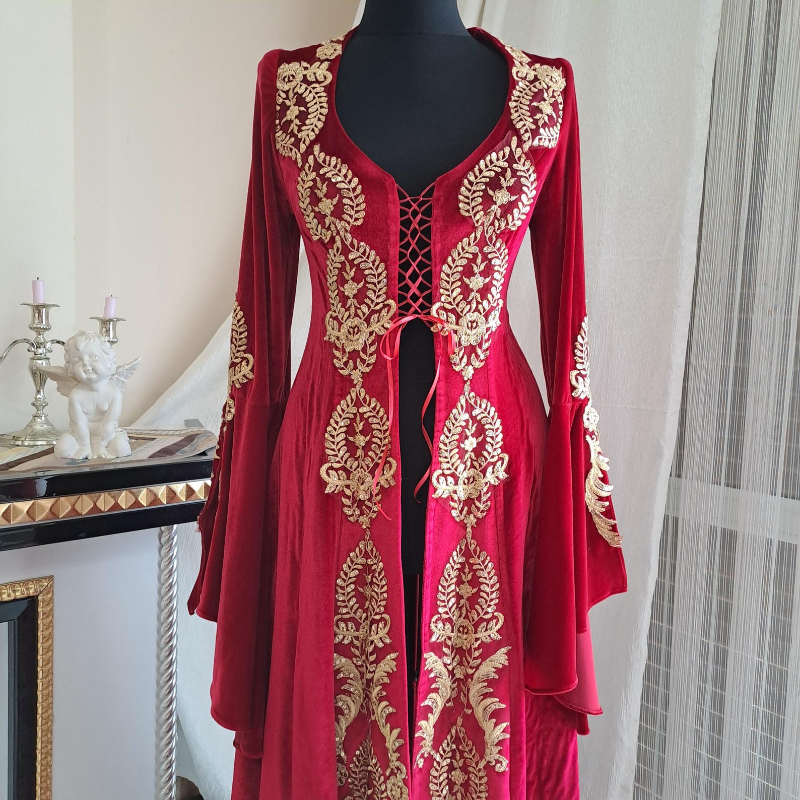 Vintage Velvet Turkish Kaftan: Red Ottoman Wedding Dress (SM) - Etsy