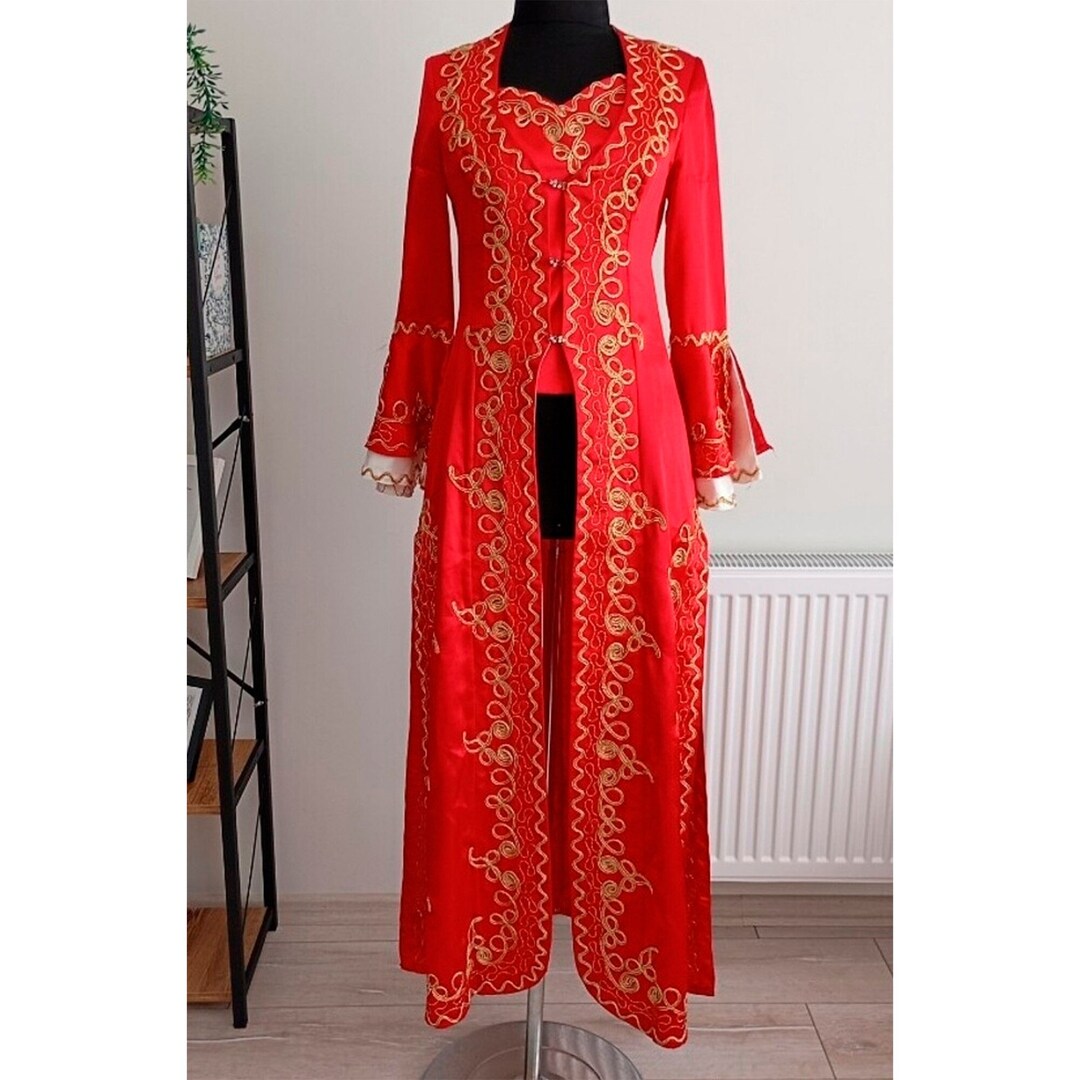 Traditional Vintage Red Turkish Wedding Dress Red Bindalli Turkish ...