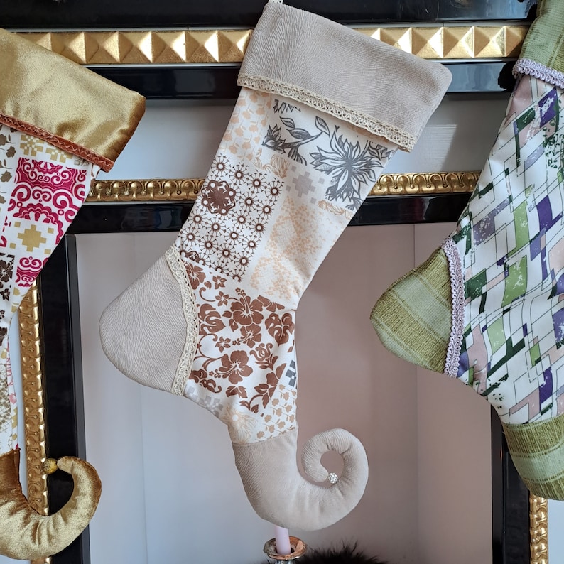 Curly Toed Christmas Stocking Luxury Christmas Stocking Curly - Etsy