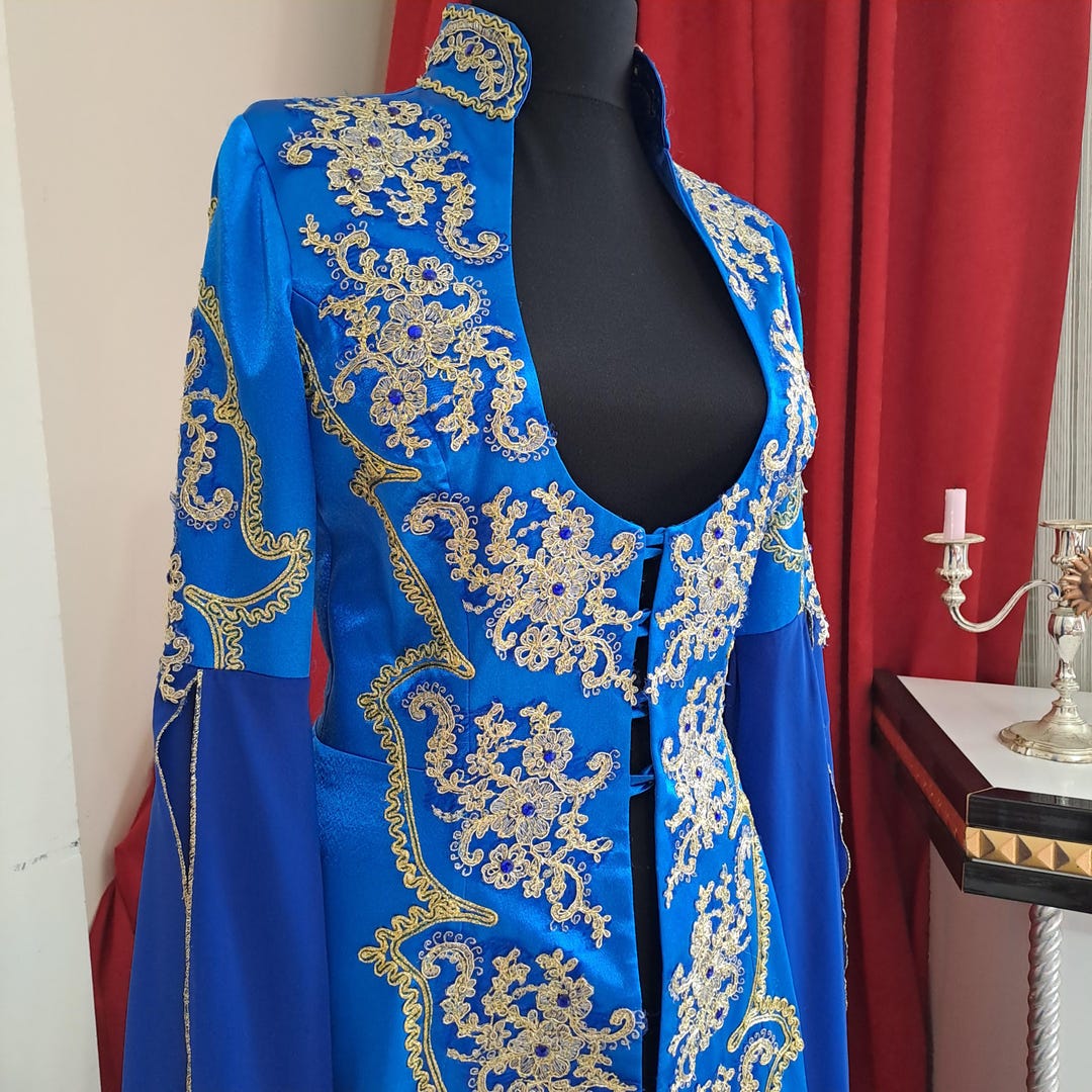 Traditional Vintage Blue Turkish Wedding Dress Blue Bindalli Turkish ...
