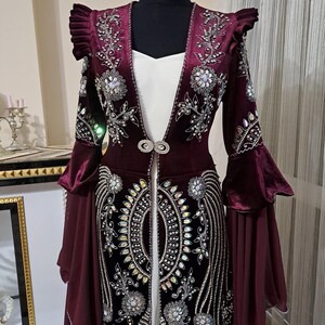 Vintage Bordo Velvet Turkish Wedding Dress: Ottoman Bindalli Caftan M-L ...
