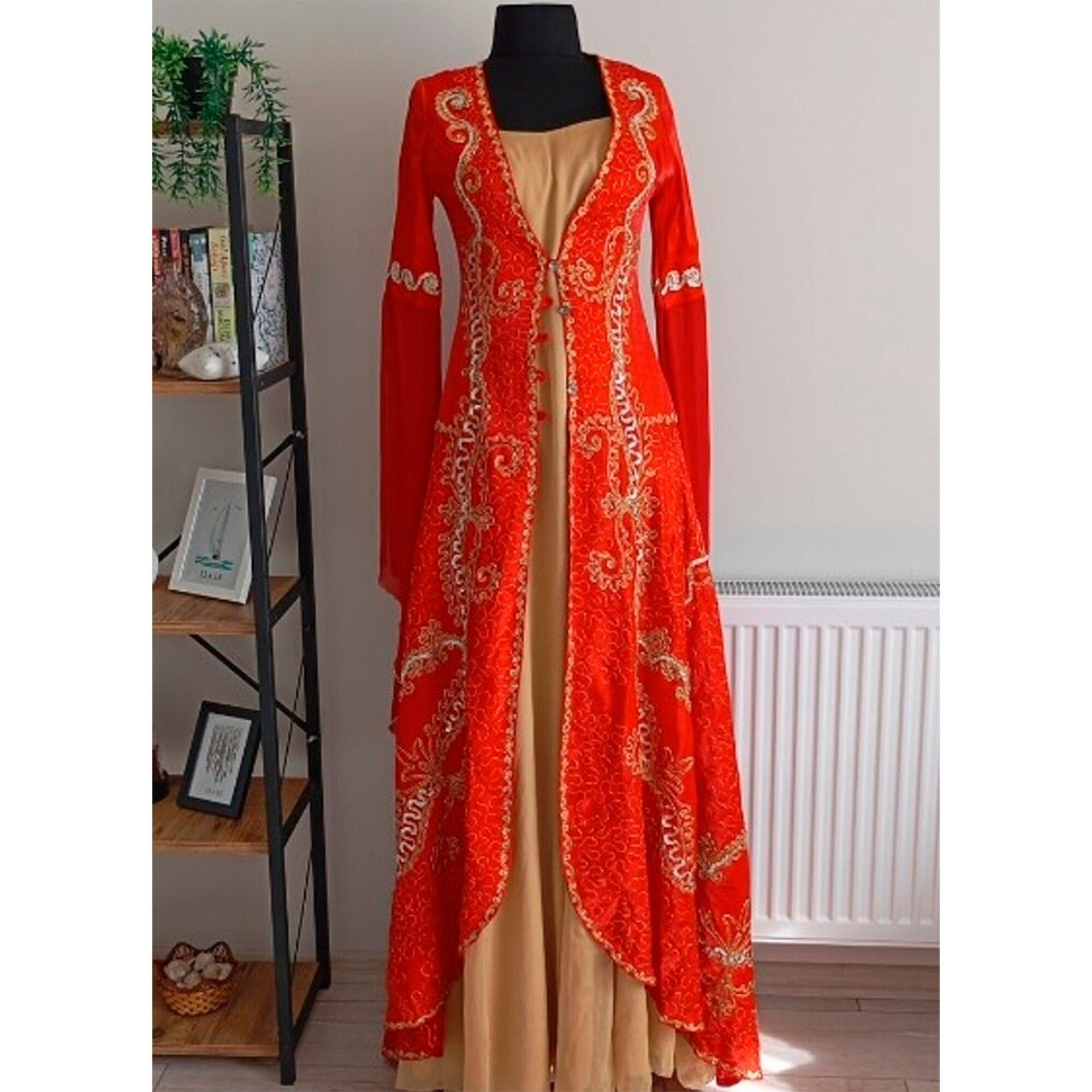 Traditional Vintage Red Turkish Wedding Dress Red Bindalli Turkish ...