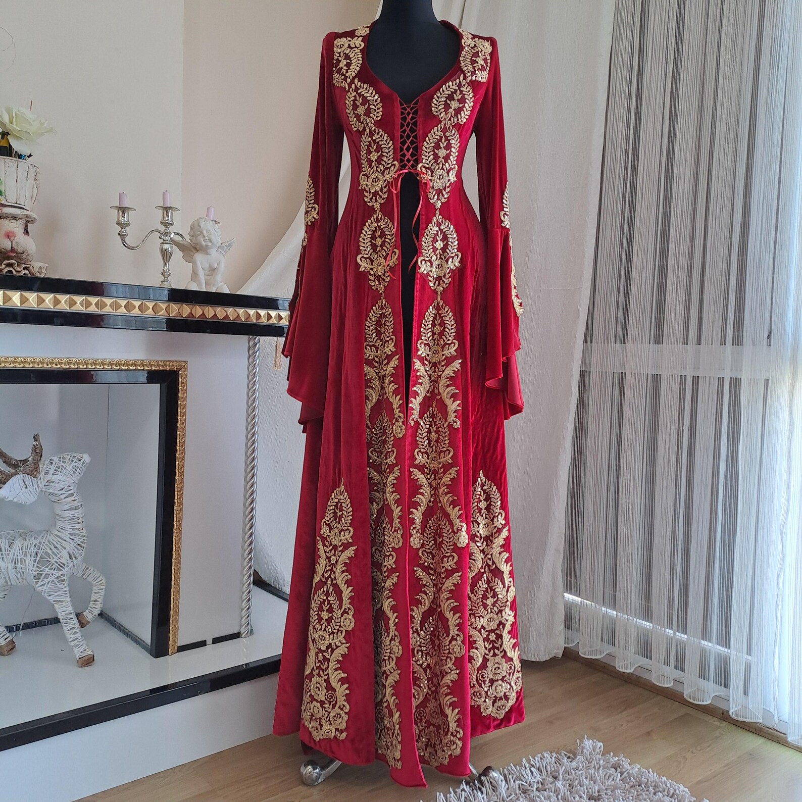 Vintage Velvet Turkish Kaftan: Red Ottoman Wedding Dress (SM) - Etsy