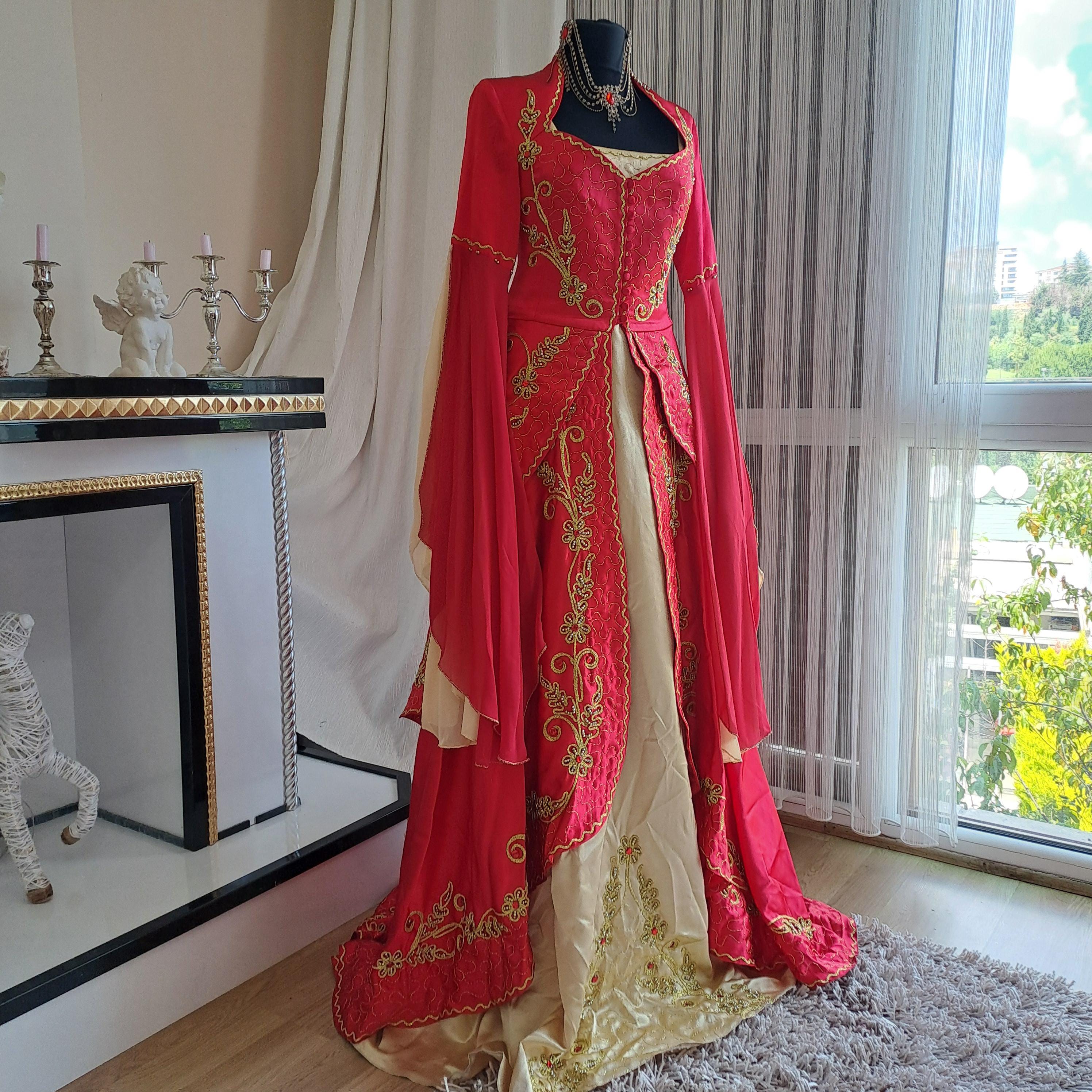 Vintage Red Turkish Kaftan Dress: Ottoman Wedding Costume S-M - Etsy