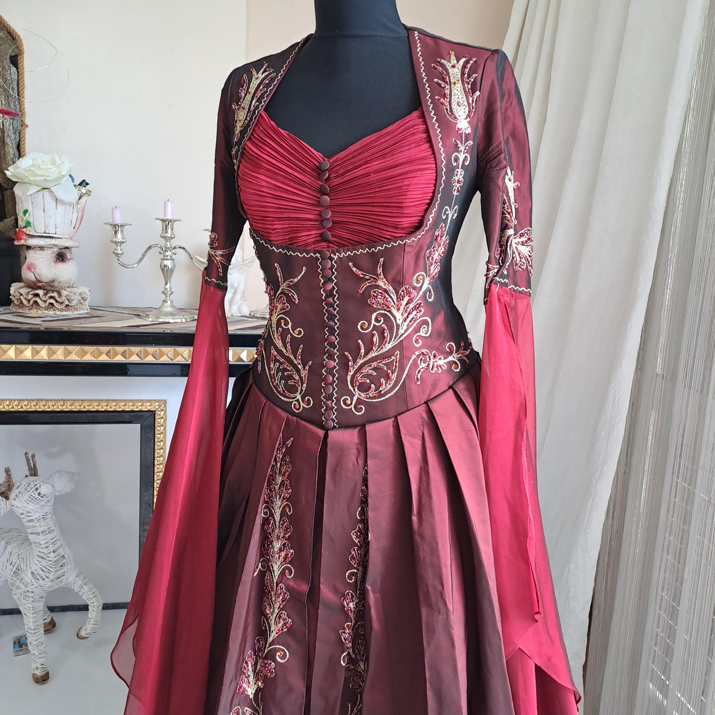 Vintage Turkish Wedding Dress: Red Embroidered Kaftan, Ottoman Style - Etsy