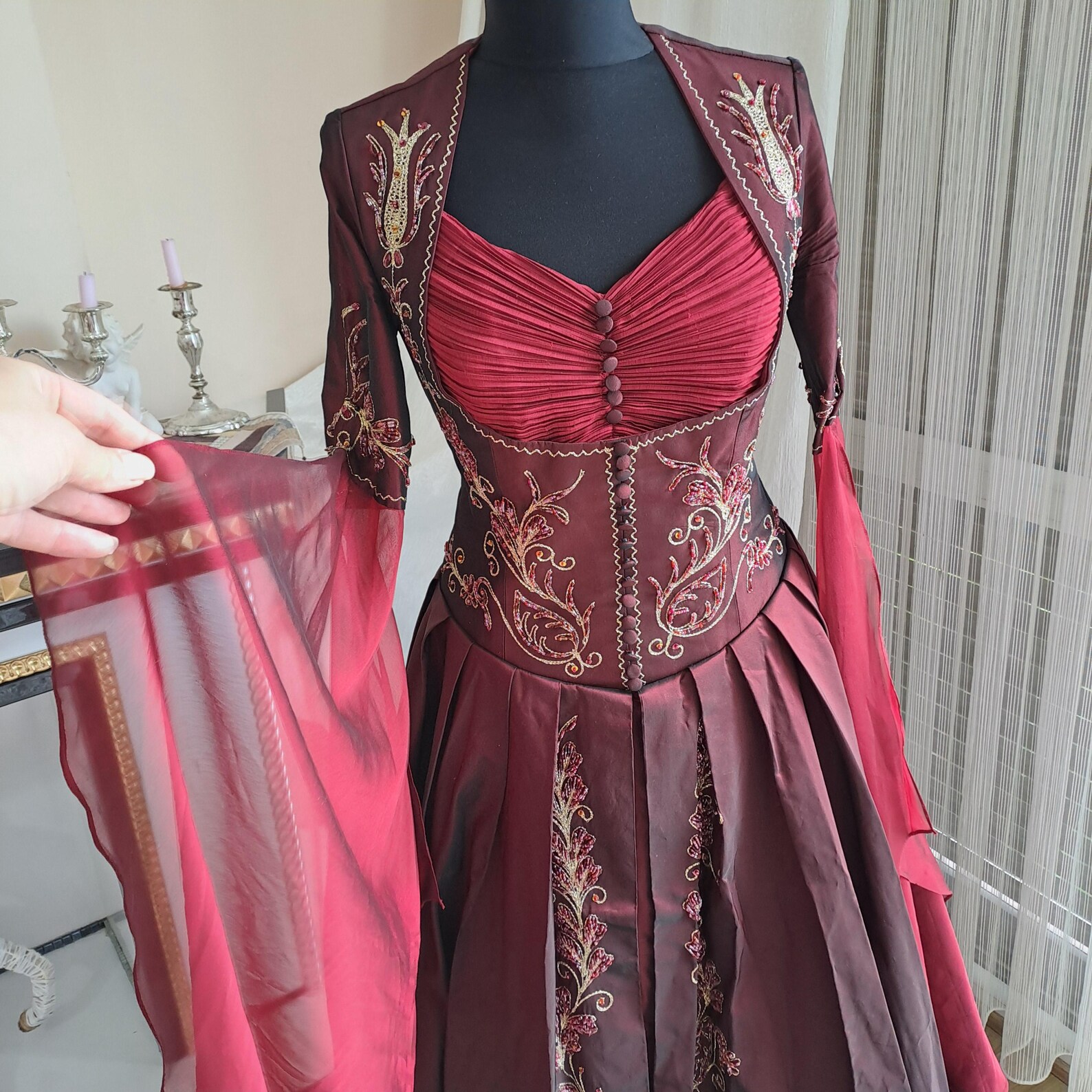 Vintage Turkish Wedding Dress: Red Embroidered Kaftan, Ottoman Style - Etsy